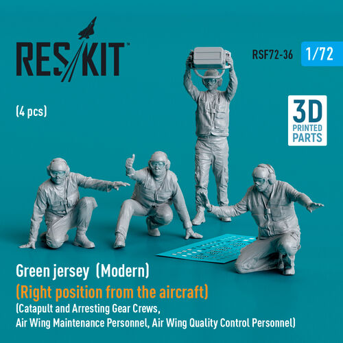 RES/KIT F72-0036 Green Jersey (Modern) (Right Position From The Aircraft) Catapult And Arresting Gear Crews, Air Wing Maintenance Personnel, Air Wing Quality Control Personnel (4pcs) (3D Printed)