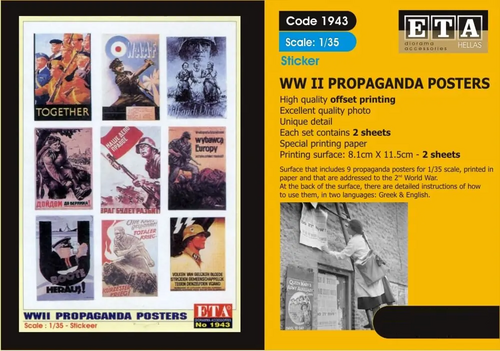 ETA DIORAMA ACCESSORIES 1943 Propaganda WWII Posters - Sticker
