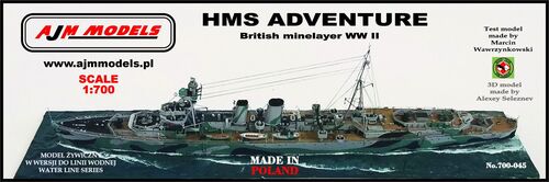 AJM Models 700-045 HMS Adventure - British Minelayer WW II