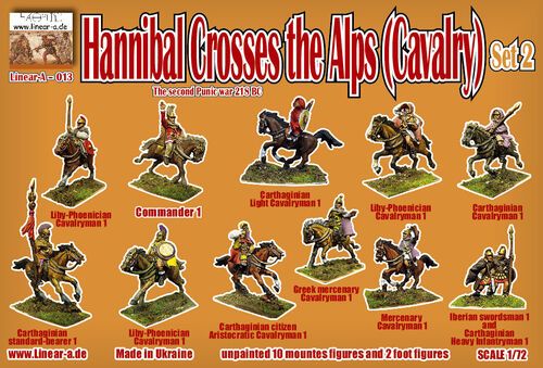 Linear-A 013 Hannibal Crosses the Alps - Set 2 (12 figures in 12 poses and 10 horses)