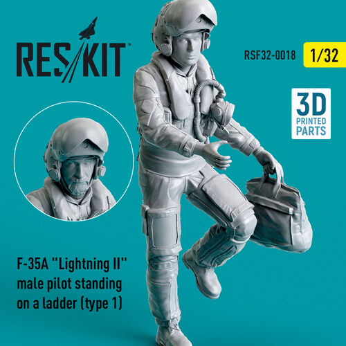 DISCONTINUED RES/KIT F32-0018 F-35A 'Lightning II' Male Pilot Standing On A Ladder (Type 1)