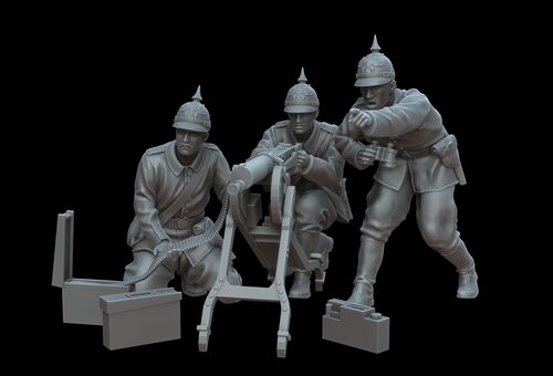 White Stork Miniatures F72045 WWI German team MG 08/15