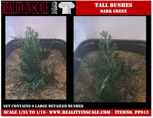 Reality in Scale PP013 Tall Bushes Dark Green - High Quality Plastic Plants