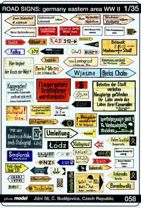 Plus Model 058 Road signs: Germany - eastern area WW II