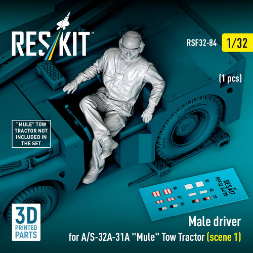 RES/KIT F32-0084 Male Driver for A/S-32A-31A "Mule" Tow Tractor Scene 1 (1 Figure / 3D Printed)