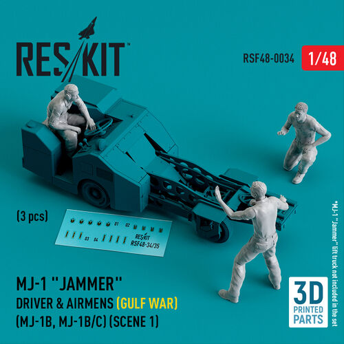 RES/KIT F48-0034 MJ-1 'Jammer' Driver And Airmens (Gulf War) (MJ-1B, MJ-1B/C) (Scene 1) (3pcs) (3D Printed)