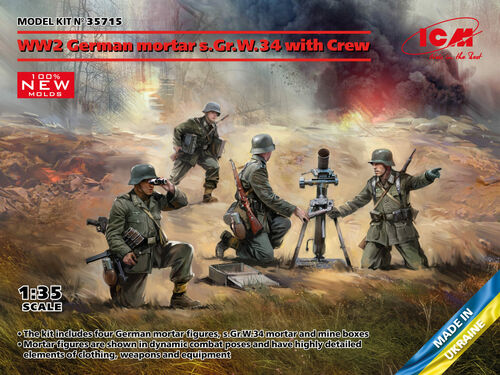 ICM 35715 WWII German Mortar s.Gr.W.34 with Crew