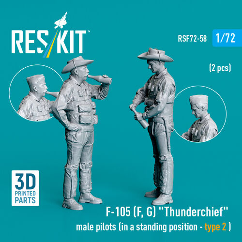 RES/KIT F72-0058 F-105 (F, G) 'Thunderchief' Male Pilots (In A Standing Position - Type 2) (2pcs) (3D Printed)
