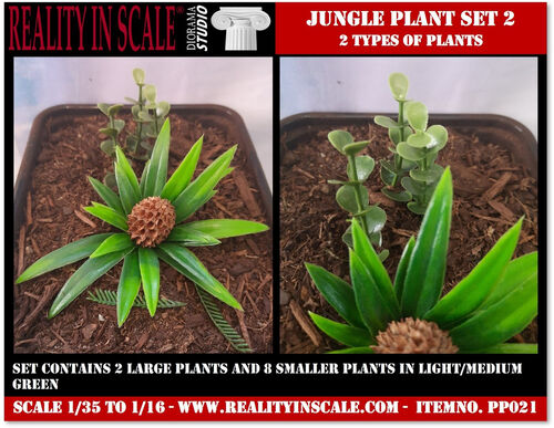 Reality in Scale PP021 Jungle Plant Set 2 - 2 Different Jungle Plants- High Quality Plastic Plants