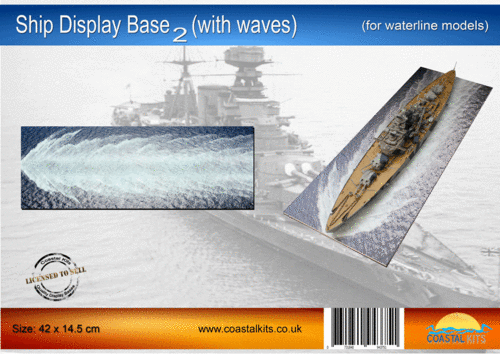 Coastal kits S221W Ship Display Base 2 with waves 420 x 148mm