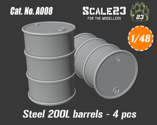 Scale23 48-A008 Steel barrels 200L - 4 pcs