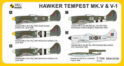 Mark I Models 144109 Hawker Tempest Mk.V - series 1/2 'Doodlebug Chaser' (2in1 Kit + resin V-1) Royal Air Force