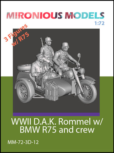 Mironious Models 72012 WWII D.A.K. Rommel with BMW R75 and crew