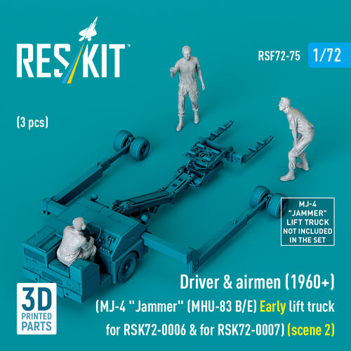 RES/KIT F72-0075 Driver & Airmen (1960+) (3pcs) (MJ-4 'Jammer' (MHU-83 B/E) Early Lift Truck For RSK72-0006 & For RSK72-0007) (Scene 2) (3D Printed)