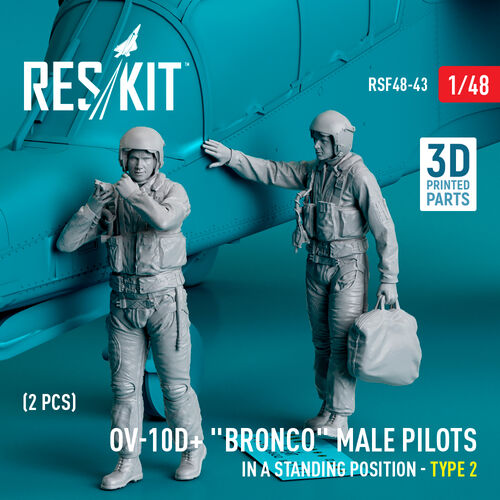 RES/KIT F48-0043 OV-10D+ 'Bronco' Male Pilots (In A Standing Position - Type 2) (2pcs) (3D Printed)