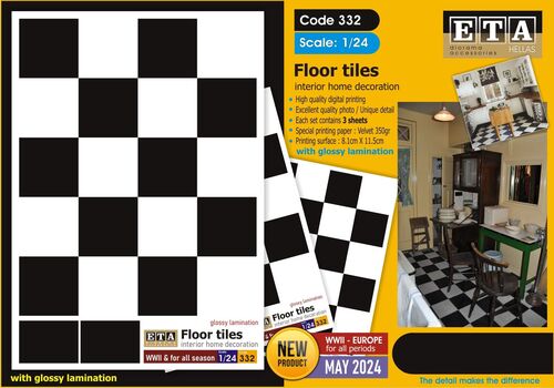 ETA DIORAMA ACCESSORIES 332 Floor Tiles - Interior Home Decoration (With Glossy Lamination) (3 Sheets)