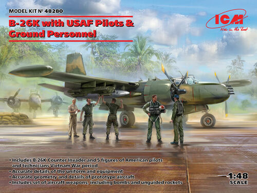 ICM 48280 B-26K with USAF Pilots & Ground Personnel