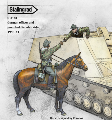 Stalingrad 3181 German officer and mounted dispatch rider
