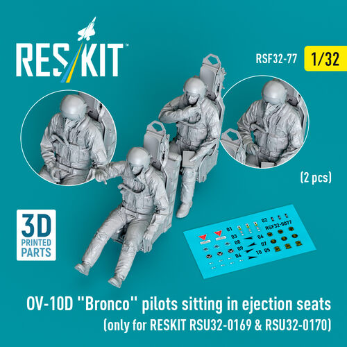 RES/KIT F32-0077 OV-10D 'Bronco' Pilots Sitting In Ejection Seats (2pcs) (Only For RESKIT RSU32-0169 & RSU32-0170) (3D Printed)