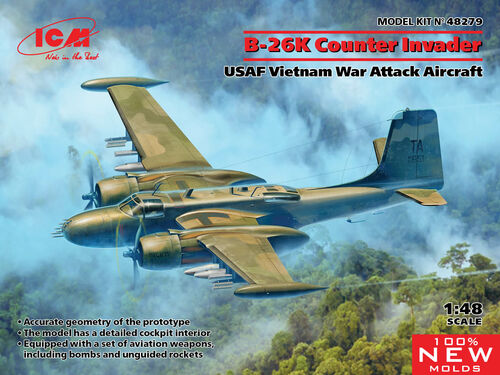 ICM 48279 B-26K Counter Invader, USAF Vietnam War Attack Aircraft