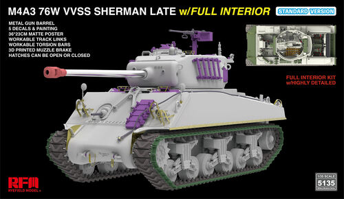 Rye Field Model RM-5135 M4A3 76W VVSS Sherman Late with Full Interior Standard Version