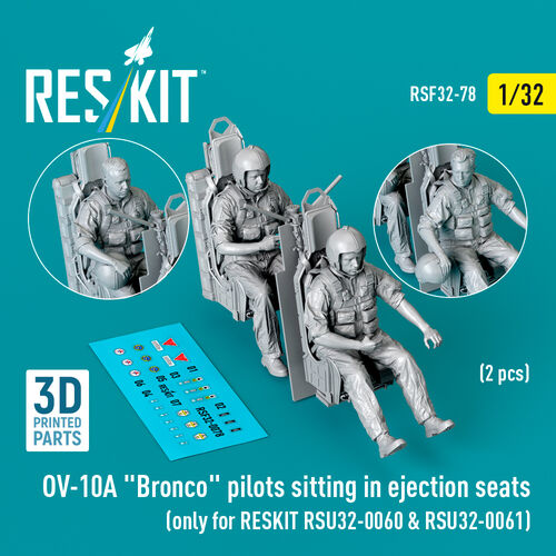RES/KIT F32-0078 OV-10A 'Bronco' Pilots Sitting In Ejection Seats (2pcs) (Only For RESKIT RSU32-0060 & RSU32-0061) (3D Printed)