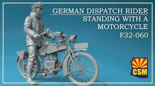 Copper State Models F32-060 German Dispatch Rider Standing With A Motorcycle (Motorcycle Not Included)