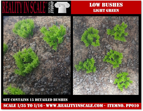 Reality in Scale PP010 Low Bushes Light Green - High Quality Plastic Plants