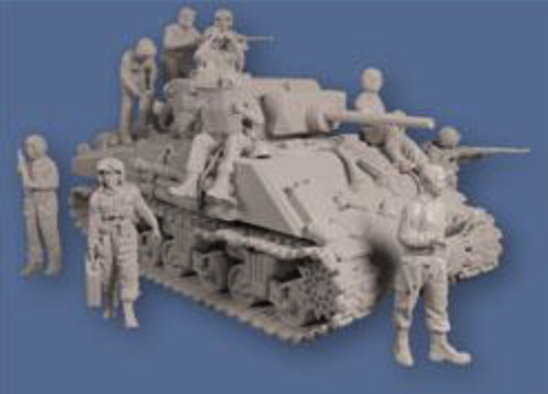 Germania-Figuren 72-WW2-220 US infantry escort M4A3E2 Sherman Jumbo