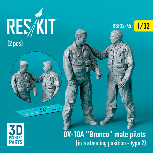 DISCONTINUED RES/KIT F32-0045 OV-10A 'Bronco' Male Pilots (In A Standing Position - Type 2) (2pcs) (3D Printed)
