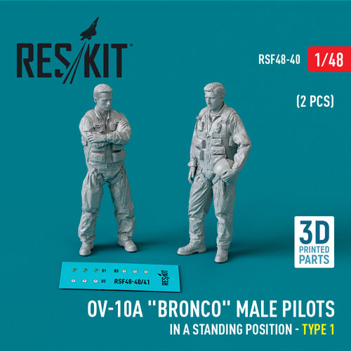 RES/KIT F48-0040 OV-10A 'Bronco' Male Pilots (In A Standing Position - Type 1) (2pcs) (3D Printed)
