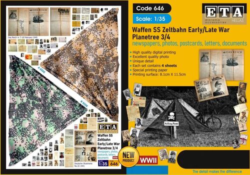 ETA DIORAMA ACCESSORIES 646 Waffen SS WWII Zeltbahn - Early/Late Planetree 3/4