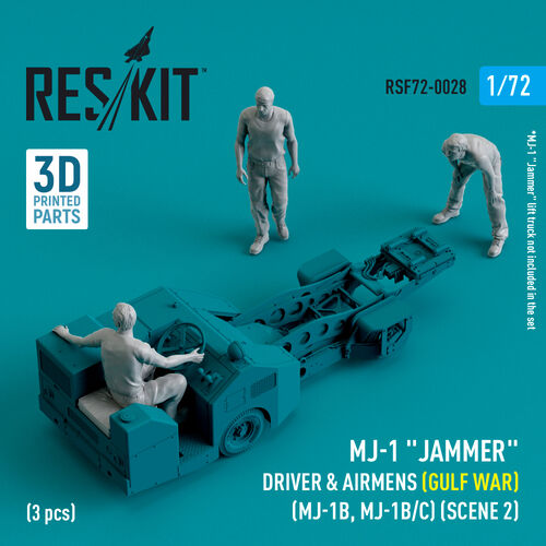 DISCONTINUED RES/KIT F72-0028 MJ-1 'Jammer' Driver And Airmens (Gulf War) (MJ-1B, MJ-1B/C) (Scene 2) (3pcs) (3D Printed)