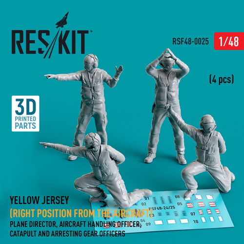 RES/KIT F48-0025 Yellow Jersey (Modern) (Right Position From The Aircraft) Plane Director, Aircraft Handling Officer, Catapult And Arresting Gear Officers (4 pcs)