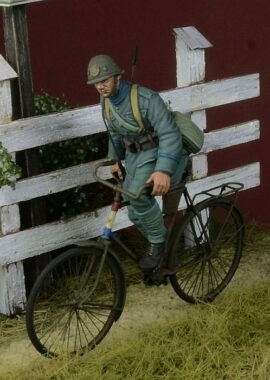 D-DAY miniature studio 35264 Dutch Army Bicycle Rider 1, Holland 1940 (Including 3D Printed Bicycle)