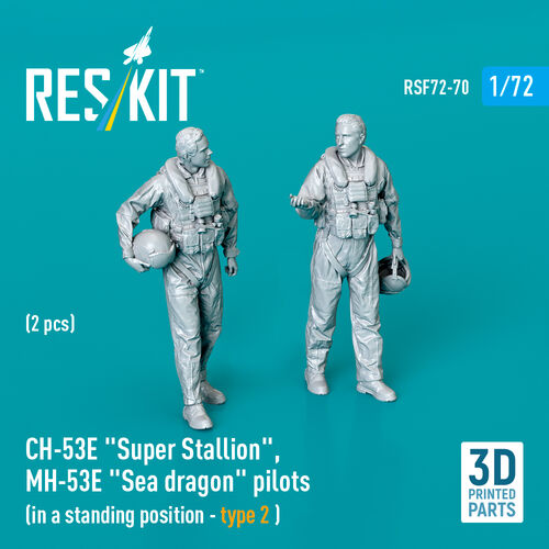 RES/KIT F72-0070 CH-53E 'Super Stallion', MH-53E 'Sea Dragon' Pilots (In A Standing Position - Type 2) (2pcs) (3D Printed)