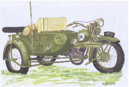Choroszy Modelbud V02 Heavy Motorcycle M111 Sokół (Falcon) with Side Car and Radio-Station