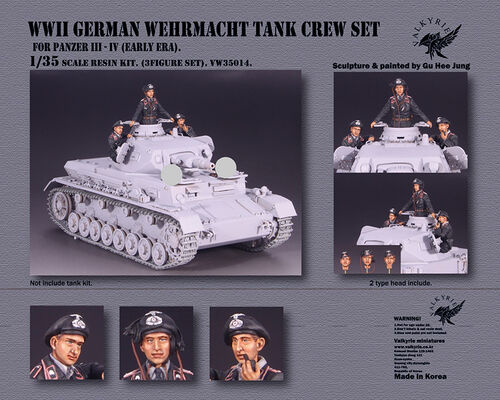 Valkyrie Miniatures 35014W WWII German Wehmacht Tank Crew Set (For Panzer III/IV Early Era)