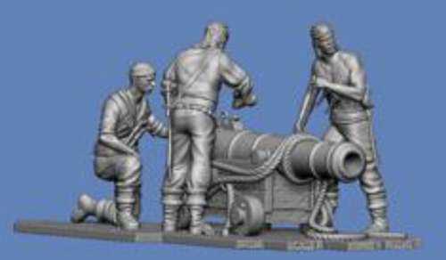 Germania-Figuren 72-8018 Pirates of the Caribbean 3 pirates operate a 6 pounder ship gun