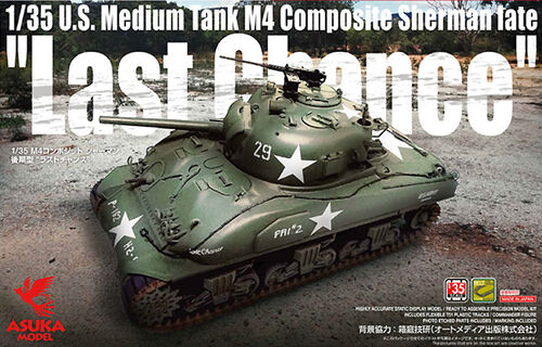 Asuka model 35-049 U.S. Medium Tank M4 Composite Sherman Late 'Last Chance'