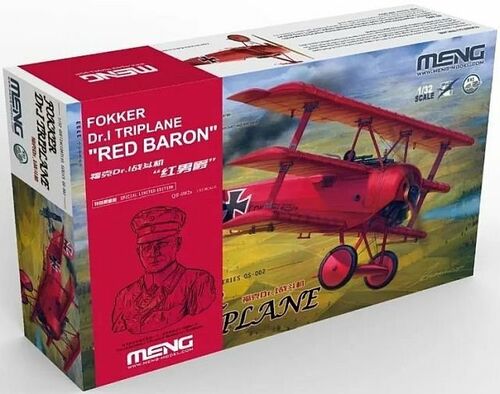 Meng Model QS002S Fokker Dr.I Triplane "Red Baron" incl. 1:10 bust of Manfred von Richthofen / Limité Edition 1000 pieces
