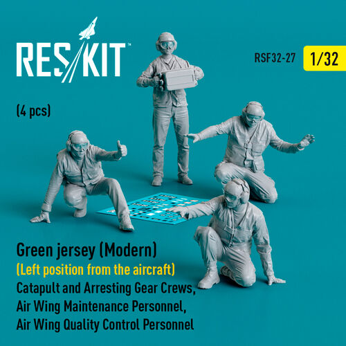 RES/KIT F32-0027 Green Jersey (Modern) (Left Position From The Aircraft) Catapult And Arresting Gear Crews, Air Wing Maintenance Personnel, Air Wing Quality Control Personnel (4pcs) (3D Printed)