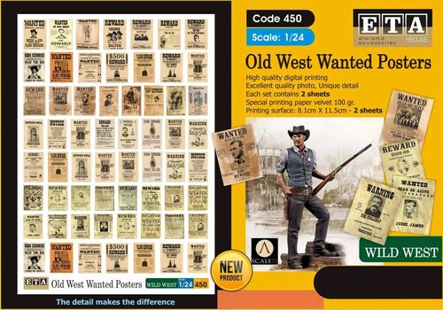 ETA DIORAMA ACCESSORIES 450 Old West Wanted Posters