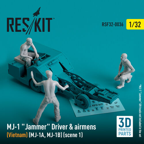 DISCONTINUED RES/KIT F32-0036 MJ-1 'Jammer' Driver And Airmens (Vietnam) (MJ-1A, MJ-1B) (Scene 1) (3pcs) (3D Printed)