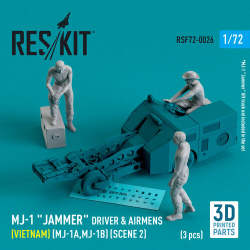 DISCONTINUED RES/KIT F72-0026 MJ-1 'Jammer' Driver And Airmens (Vietnam) (MJ-1A, MJ-1B) (Scene 2) (3pcs) (3D Printed)