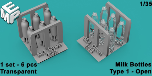 EMP3D 35060117 Butelki mleka 1l - typ 1 - otwarte - 6 sztuk
