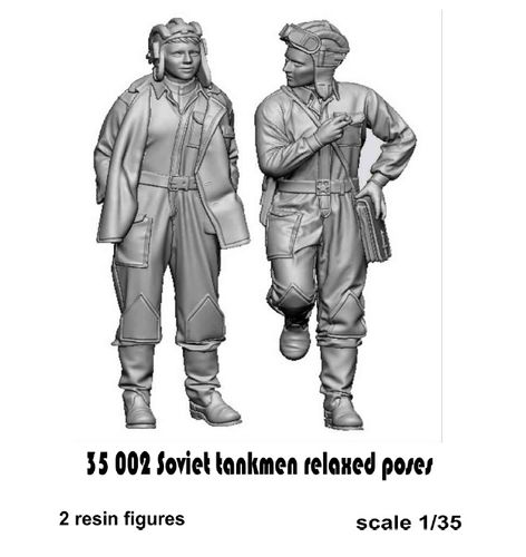 Glowel Miniatures 35002 Soviet Tankmen Relaxed Poses (2 Figures, Resin)