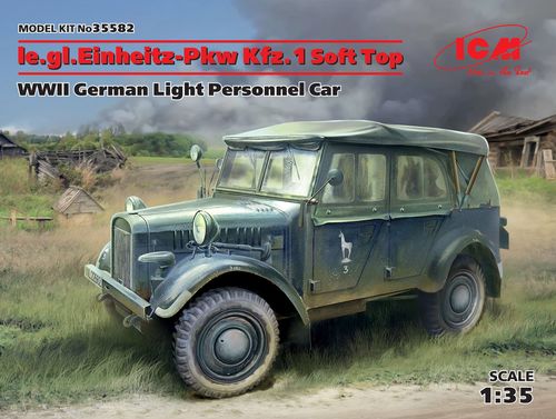 ICM 35582 le.gl.Einheitz-Pkw Kfz.1 Soft Top, WWII German Light Personnel Car