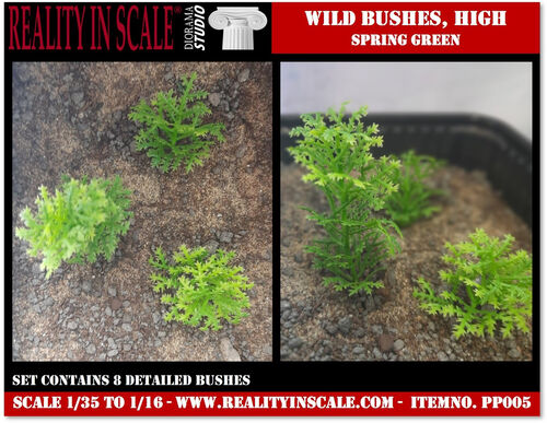 Reality in Scale PP005 Wild Bushes Spring Green - High Quality Plastic Plants