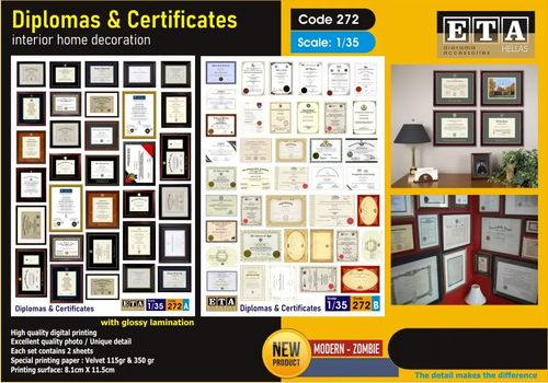 ETA DIORAMA ACCESSORIES 272 Diplomas & Certificates